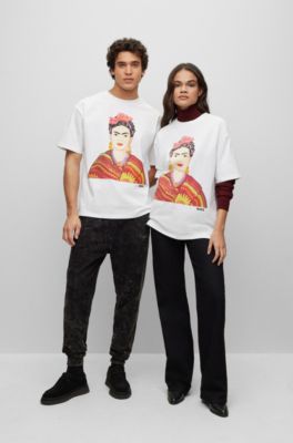 BOSS - Camiseta relaxed fit en algodón con gráfico de Frida Kahlo