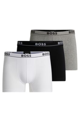 BOSS - Three-pack of stretch-cotton boxer briefs with logos