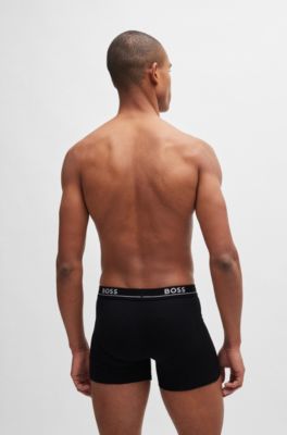 BOSS - Three-pack of stretch-cotton boxer briefs with logos