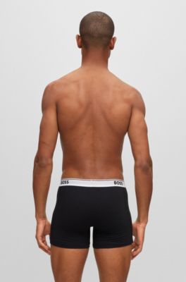 BOSS - Three-pack of stretch-cotton boxer briefs with logos