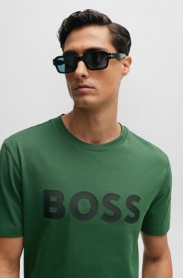 BOSS - Cotton-jersey T-shirt with logo print - Light Green