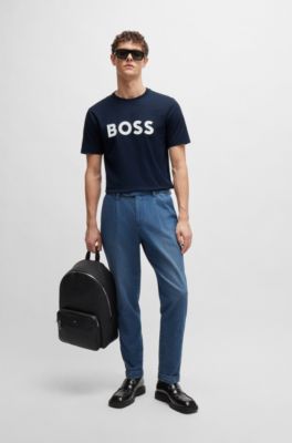 BOSS - Camiseta en punto de algodón con logo estampado