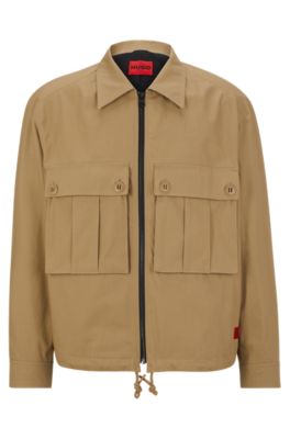 HUGO - Regular-fit jacket in ripstop cotton with signature label