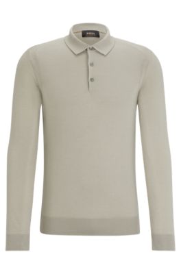 BOSS - Polo-collar sweater in wool, silk and cashmere