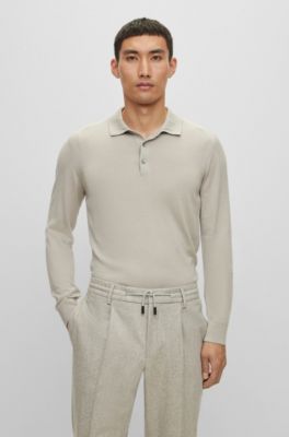 BOSS - Polo-collar sweater in wool, silk and cashmere
