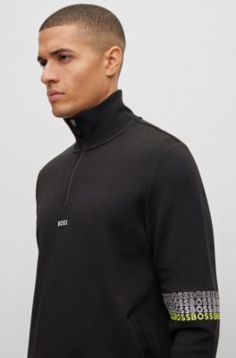 BOSS - Zip-neck sweatshirt with embroidered logos