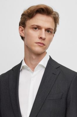 BOSS - Slim-fit suit in a performance-stretch wool blend - Black