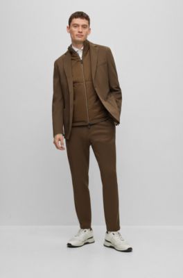 BOSS - Slim-fit jacket in micro-patterned performance-stretch fabric