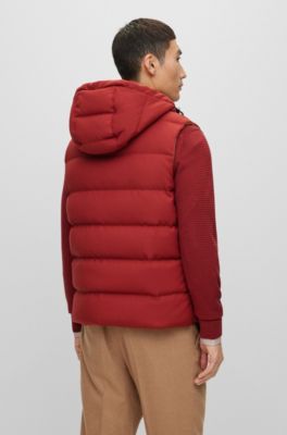 BOSS - Chaleco con capucha en mezcla de lana con relleno de plumón