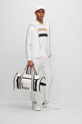 BOSS - Coated-material holdall with detachable key hook - White