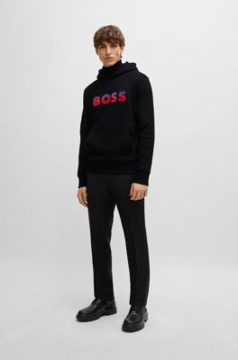 BOSS - Cotton-terry regular-fit hoodie with degradé logo