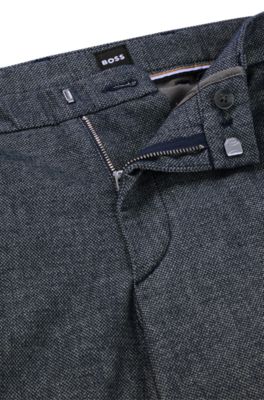 BOSS - Slim-fit micro-patterned chinos with brushed finish