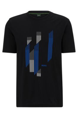 BOSS - Cotton-jersey T-shirt with seasonal artwork - Black