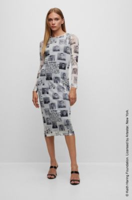 BOSS - BOSS x Keith Haring dress in printed tulle - Black