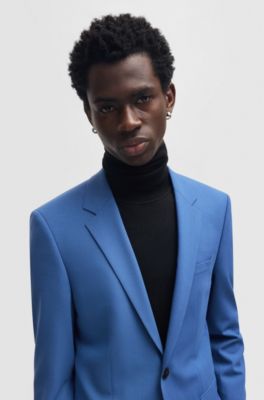 HUGO - Chaqueta slim fit en paño elástico técnico - Azul