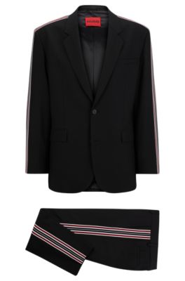 HUGO - Wool-blend suit with striped-tape trims
