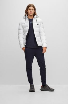 HUGO - Regular-fit T-shirt in cotton with flock-print logo - Dark Blue