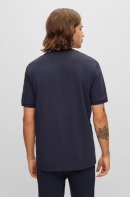 HUGO - Regular-fit T-shirt in cotton with flock-print logo - Dark Blue