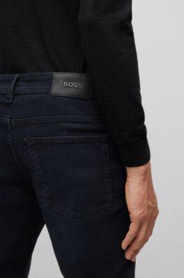 BOSS - Slim-fit jeans in super-soft blue Italian denim - Dark Blue