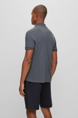 BOSS - Polo slim fit de punto estructurado - Gris oscuro
