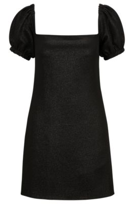 HUGO - Square-neck dress in glitter-effect fabric