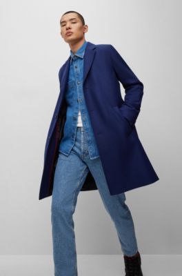 HUGO - Wool-blend coat with ivory-nut buttons