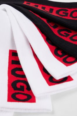 HUGO - Three-pack of short socks with red logo labels