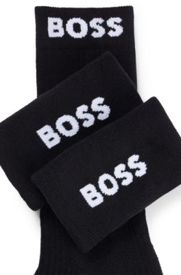BOSS - Logo-trimmed regular-length socks and wristbands gift set - Black