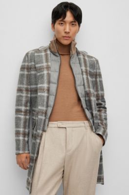 BOSS - Slim-fit coat with zip-up inner