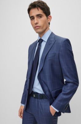 BOSS - Traje slim fit en lana virgen a cuadros
