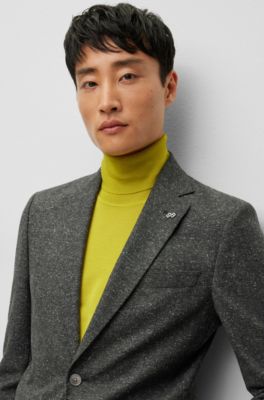 BOSS - Slim-fit jacket in a micro-pattern wool blend - Light Grey