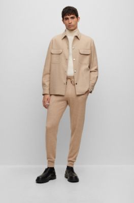 BOSS - Relaxed-fit overshirt in stretch fabric with press studs