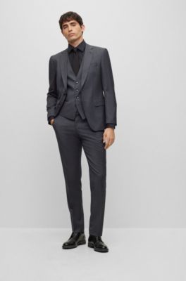 BOSS - Traje slim fit en lana virgen con dibujo de pata de gallo