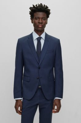 BOSS - Traje slim fit en lana virgen con dibujo de pata de gallo