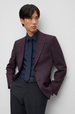BOSS - Slim-fit jacket in micro-pattern stretch cloth
