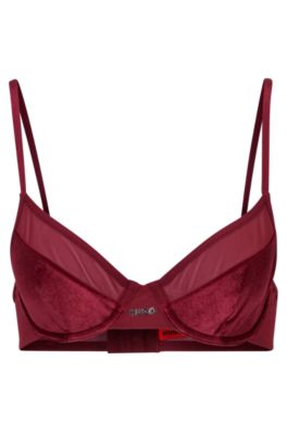 HUGO - Mixed-material underwired bra with foil logo