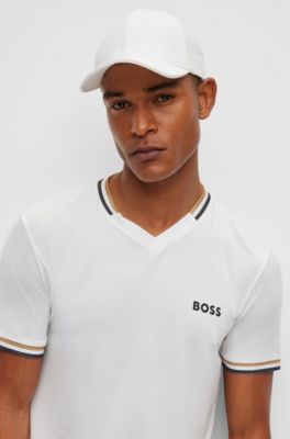 BOSS - BOSS x Matteo Berrettini slim-fit T-shirt with signature stripes