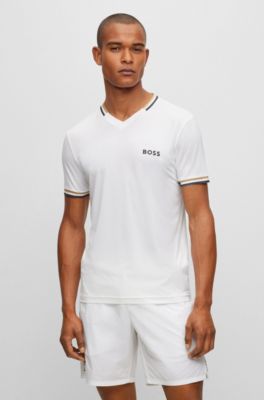 BOSS - T-shirt Slim Fit BOSS x Matteo Berrettini à rayures emblématiques