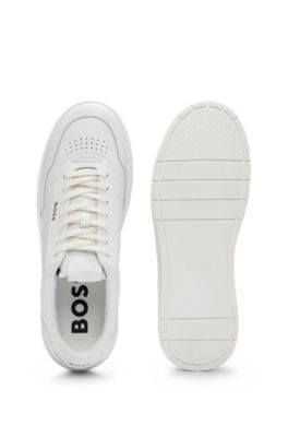 BOSS - Leather trainers with gold-tone logos