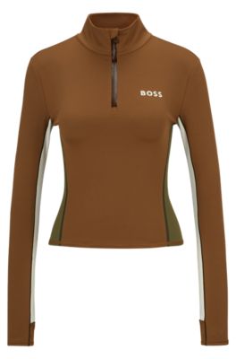 BOSS - BOSS x Alica Schmidt logo zip-neck top with color-blocking