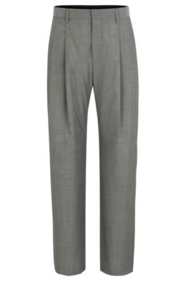 BOSS - Relaxed-fit pants in mohair-look virgin wool