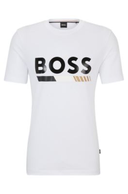 BOSS - Cotton-jersey T-shirt with logo artwork - White