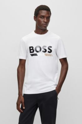 BOSS - Cotton-jersey T-shirt with logo artwork - White