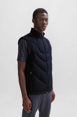 BOSS - Water-repellent regular-fit gilet with down filling - Dark Blue