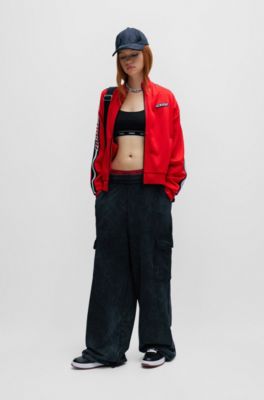 HUGO - Racing-inspired jacket with striped logo tape - light pink