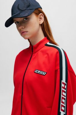 HUGO - Racing-inspired jacket with striped logo tape - light pink