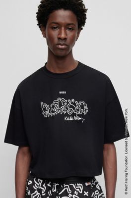 BOSS - BOSS x Keith Haring gender-neutral cotton T-shirt with logo artwork