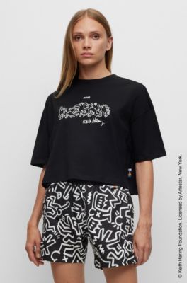BOSS - BOSS x Keith Haring gender-neutral cotton T-shirt with logo ...
