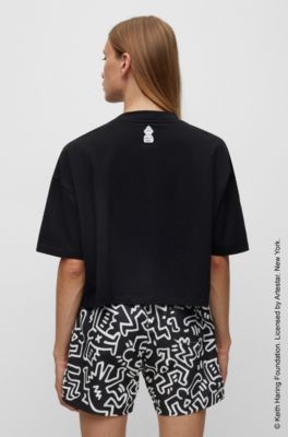 BOSS - BOSS x Keith Haring gender-neutral cotton T-shirt with logo artwork