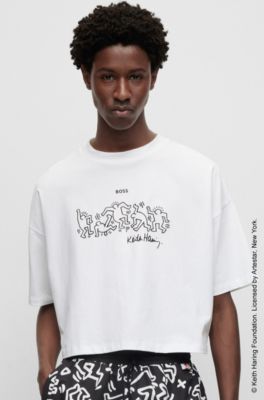 BOSS - BOSS x Keith Haring gender-neutral cotton T-shirt with logo artwork